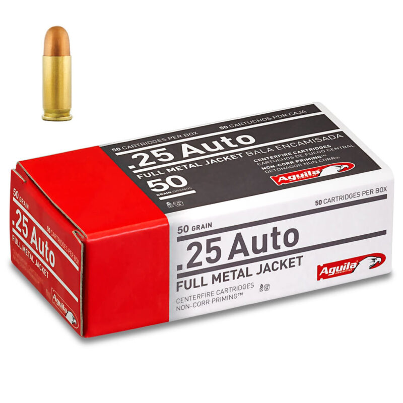 155561 - Aguila 25 Auto 50 grain Full Metal Jacket Handgun Ammo - 50 ...