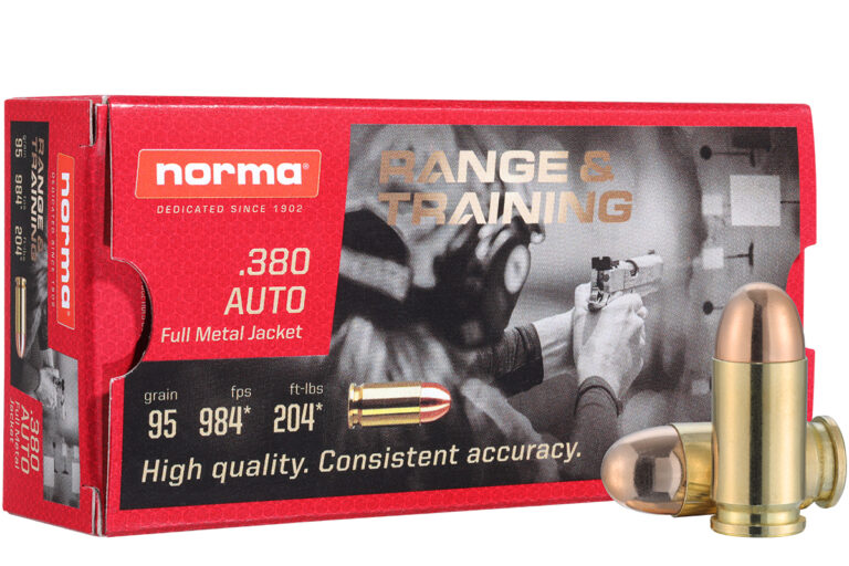 810036150248 - Norma Shooting .380 Auto FMJ 95 Grain Ammo Handgun Ammo ...