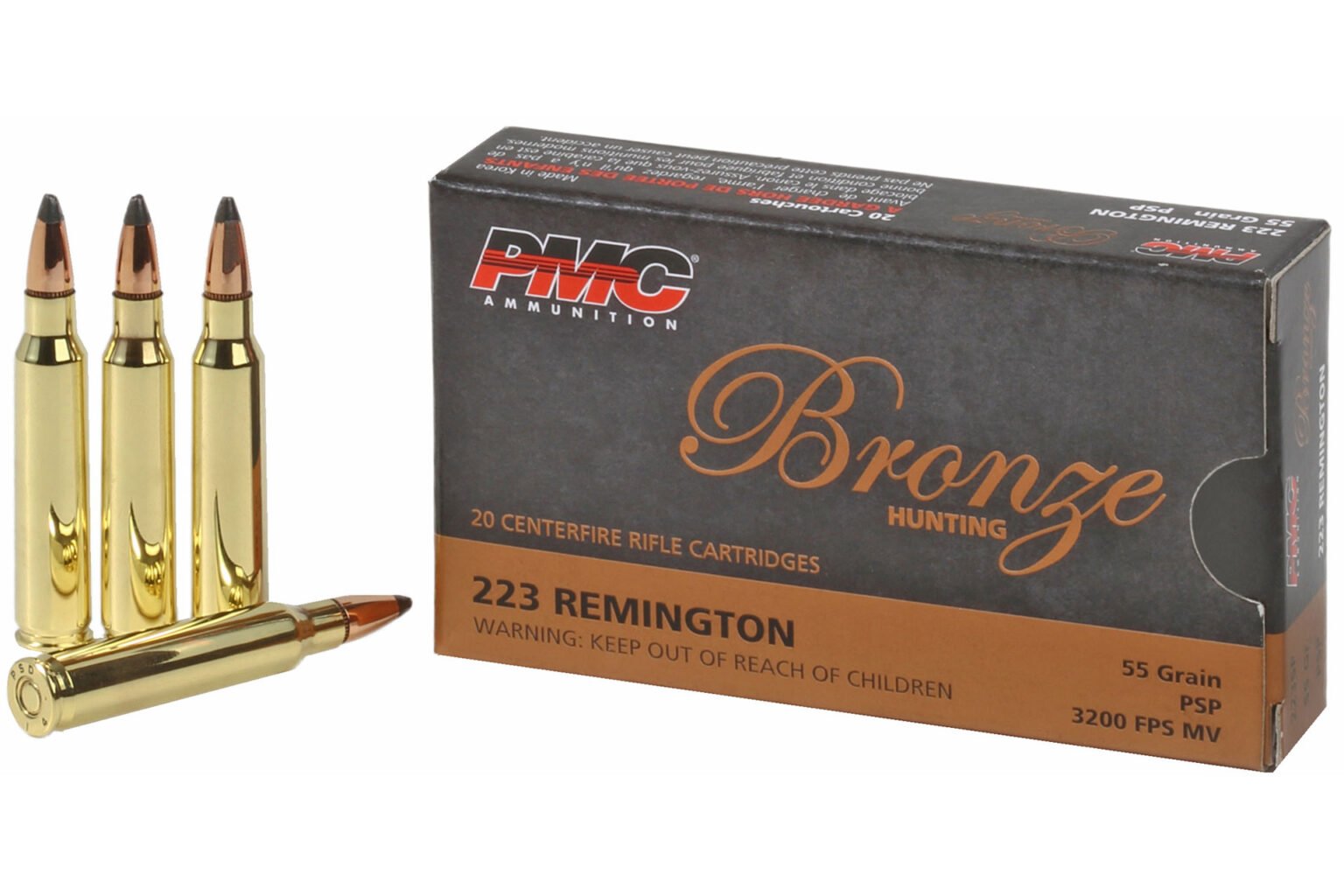 741569000000 - PMC Bronze .223 Remington Ammunition 55 GR Pointed Soft ...