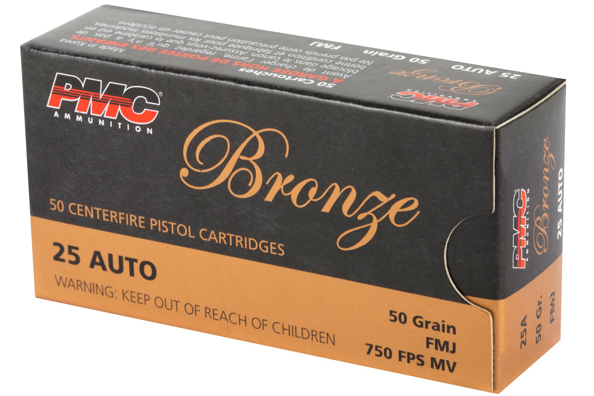 PMC25A - PMC Bronze 25 ACP 50 Grain Full Metal Jacket Handgun Ammo - 50 ...